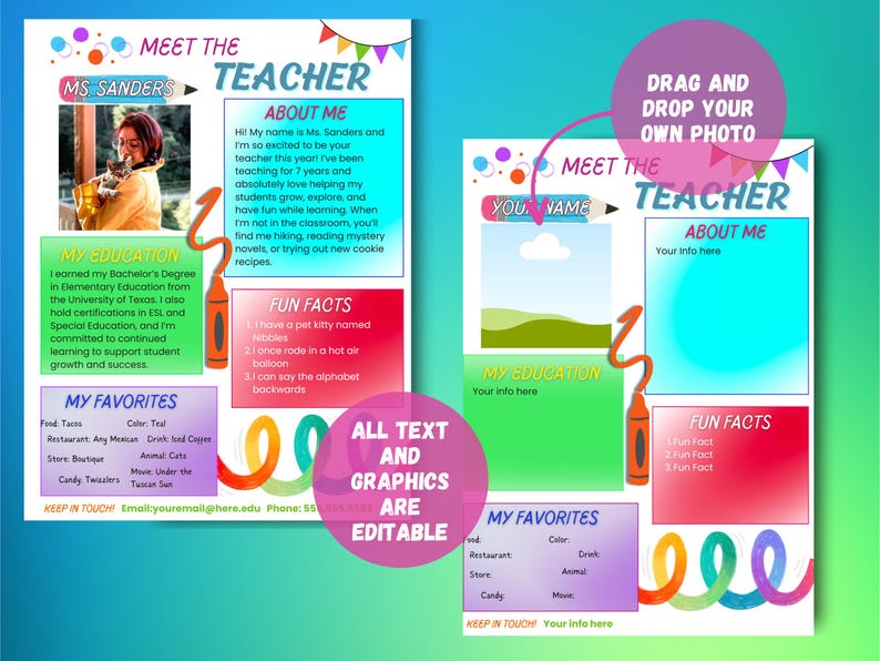 Meet the Teacher Template, Editable in Canva, Instant Download for ...