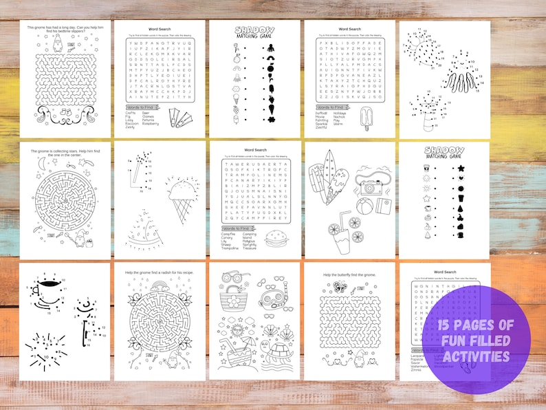 Activity Pages Mazes Word Searches Shadow Match and More - Etsy