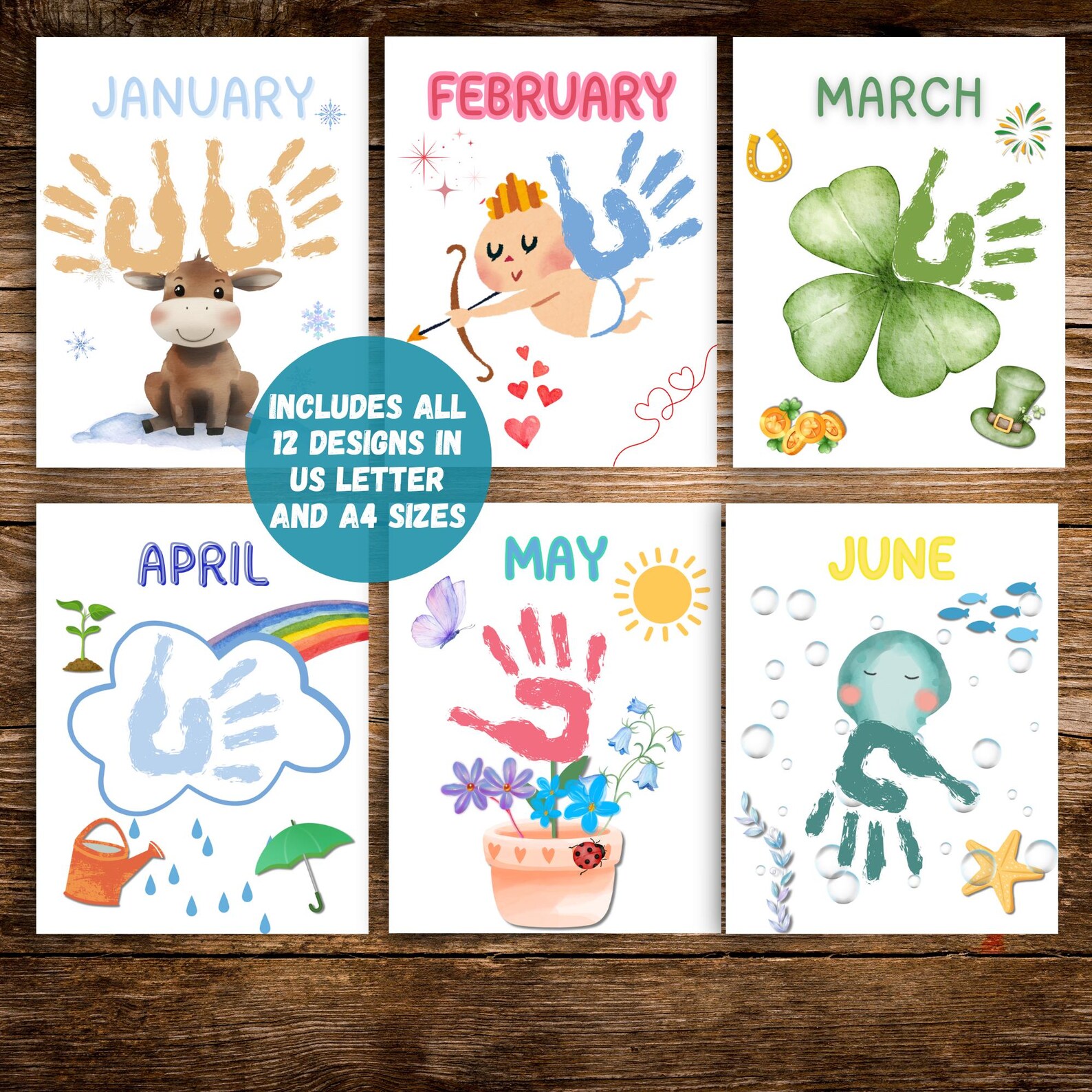Handprint Memory Book, Preschool Handprint Project, Monthly Handprint ...