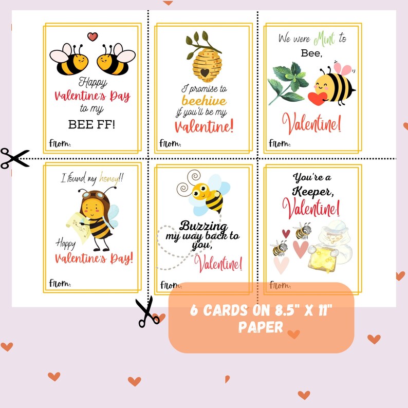Printable Bee My Valentine - Etsy
