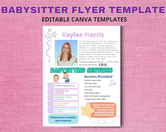 Editable Babysitter Flyer Childcare Services Small Business Editable ...