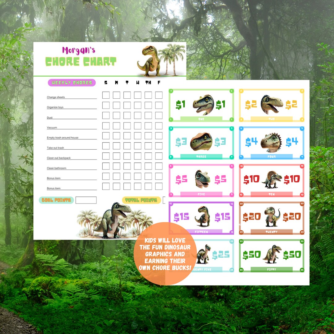 Dinosaur Themed Reward Chart for Kids - Etsy