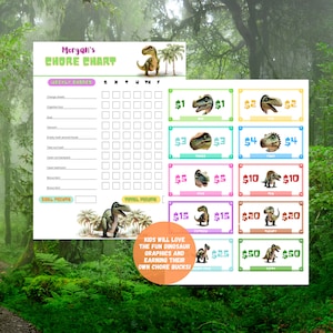 Dinosaur Themed Reward Chart for Kids - Etsy