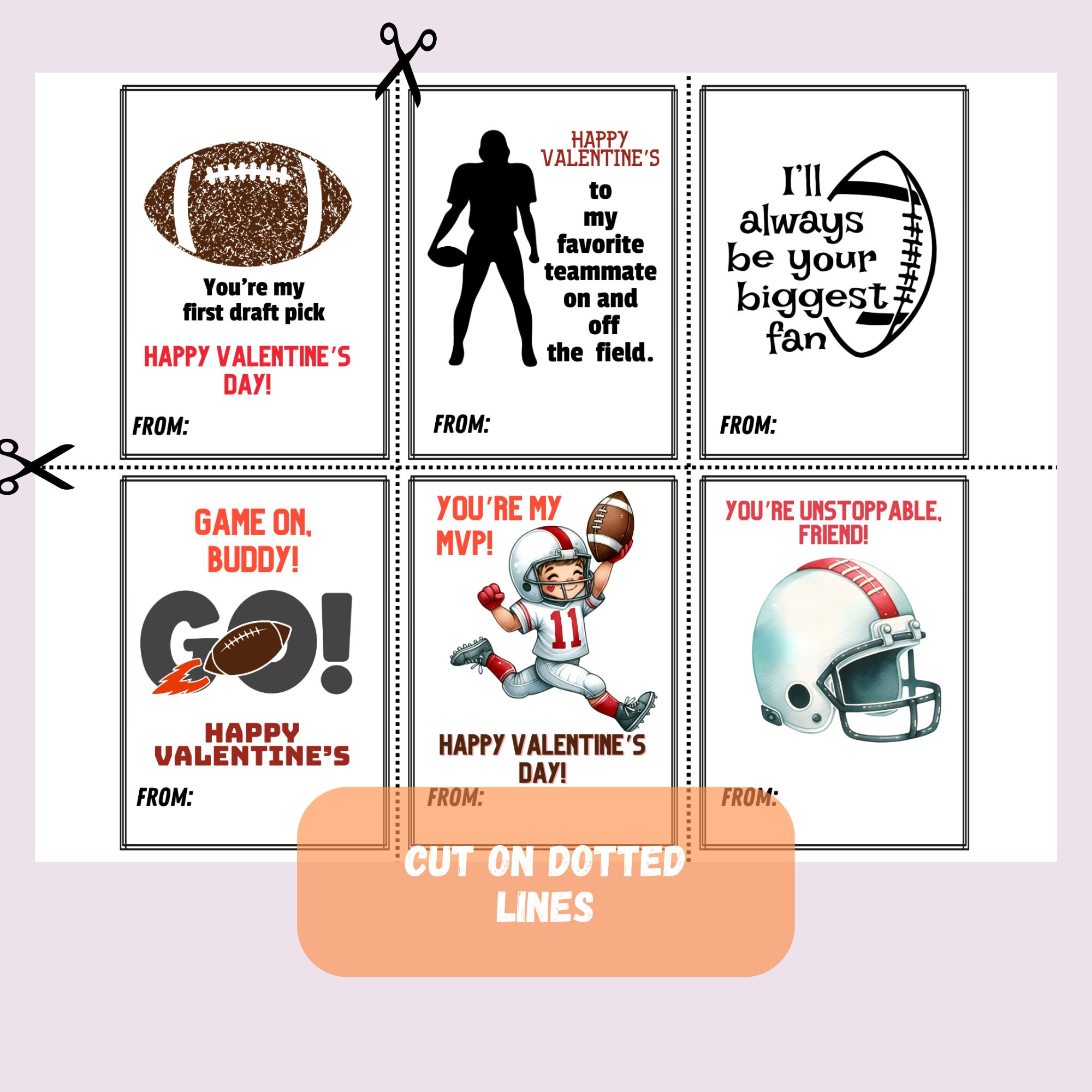 Football Valentine Printable Cards, Valentines for Boys, Friend ...