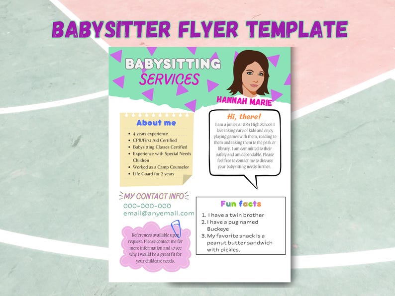 Babysitter Flyer, Childcare Services, Babysitting Services, Editable ...