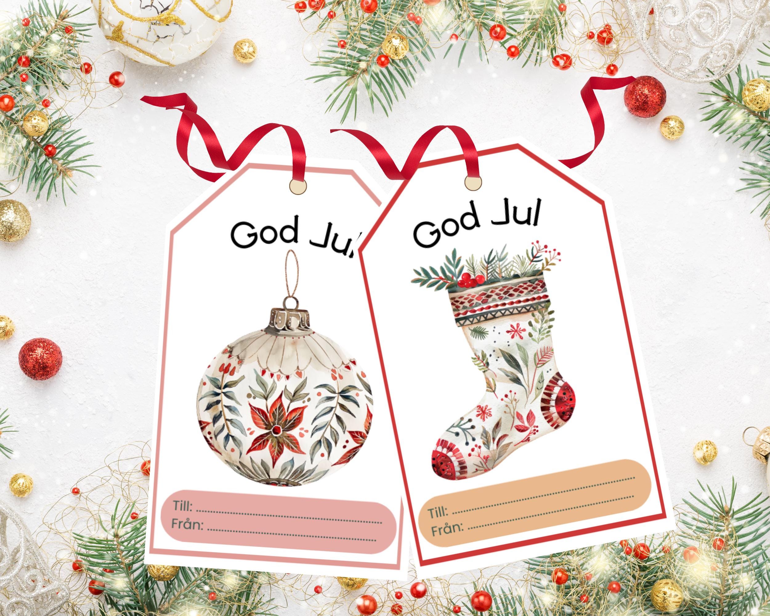 Christmas Gift Tags in 10 Different Scandinavian Designs, God Jul ...