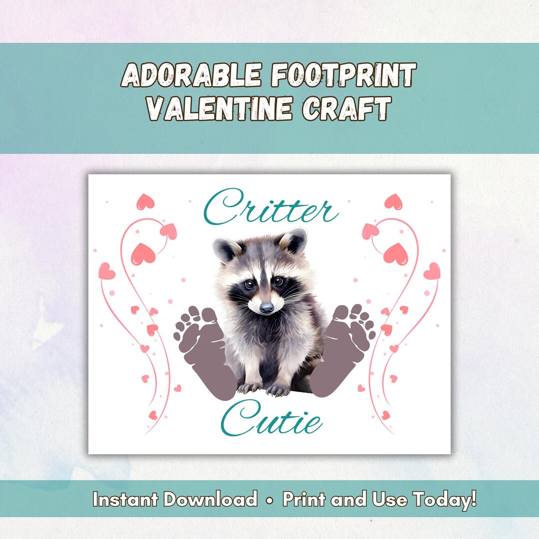 Valentine Footprint Art, Valentine Handprint Craft, DIY Grandparent ...