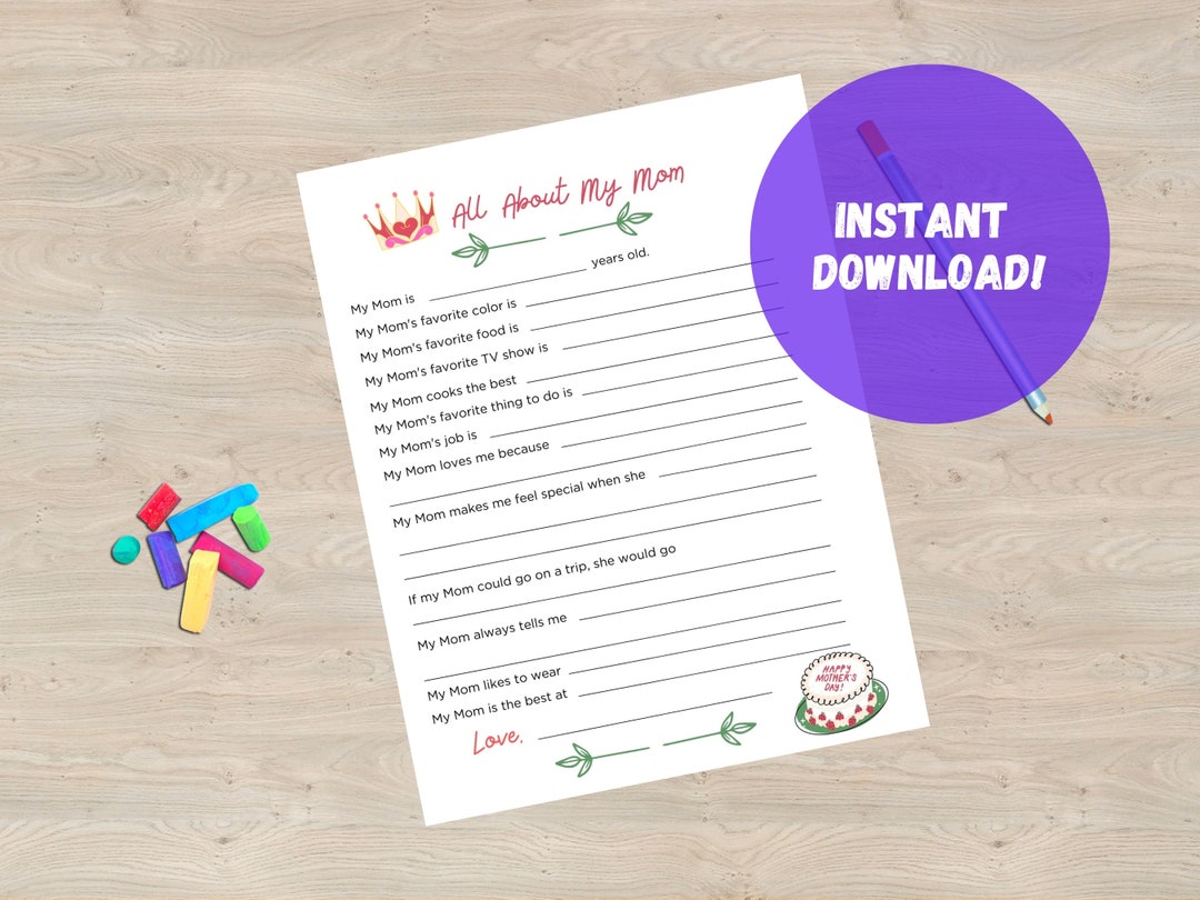 Printable Mother's Day Questionnaire | Activity | Classroom | Queen ...