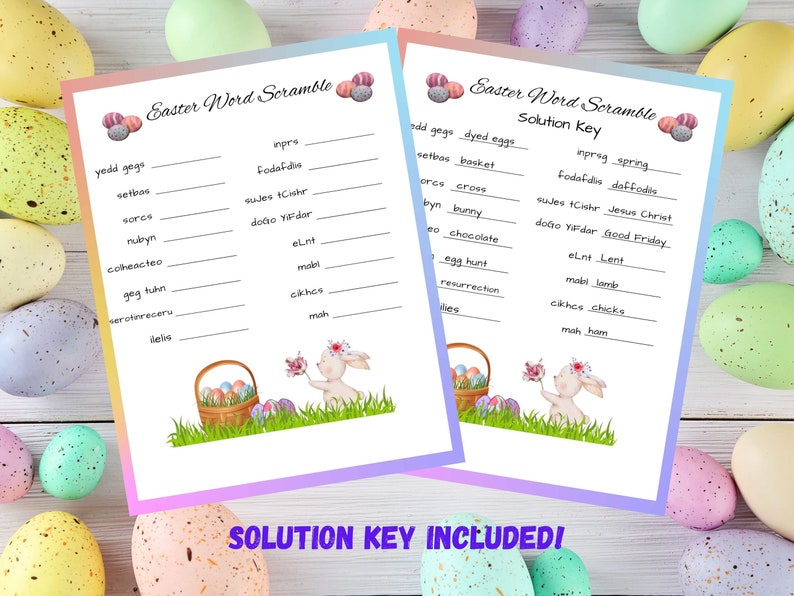 Printable Easter Word Scramble - Etsy