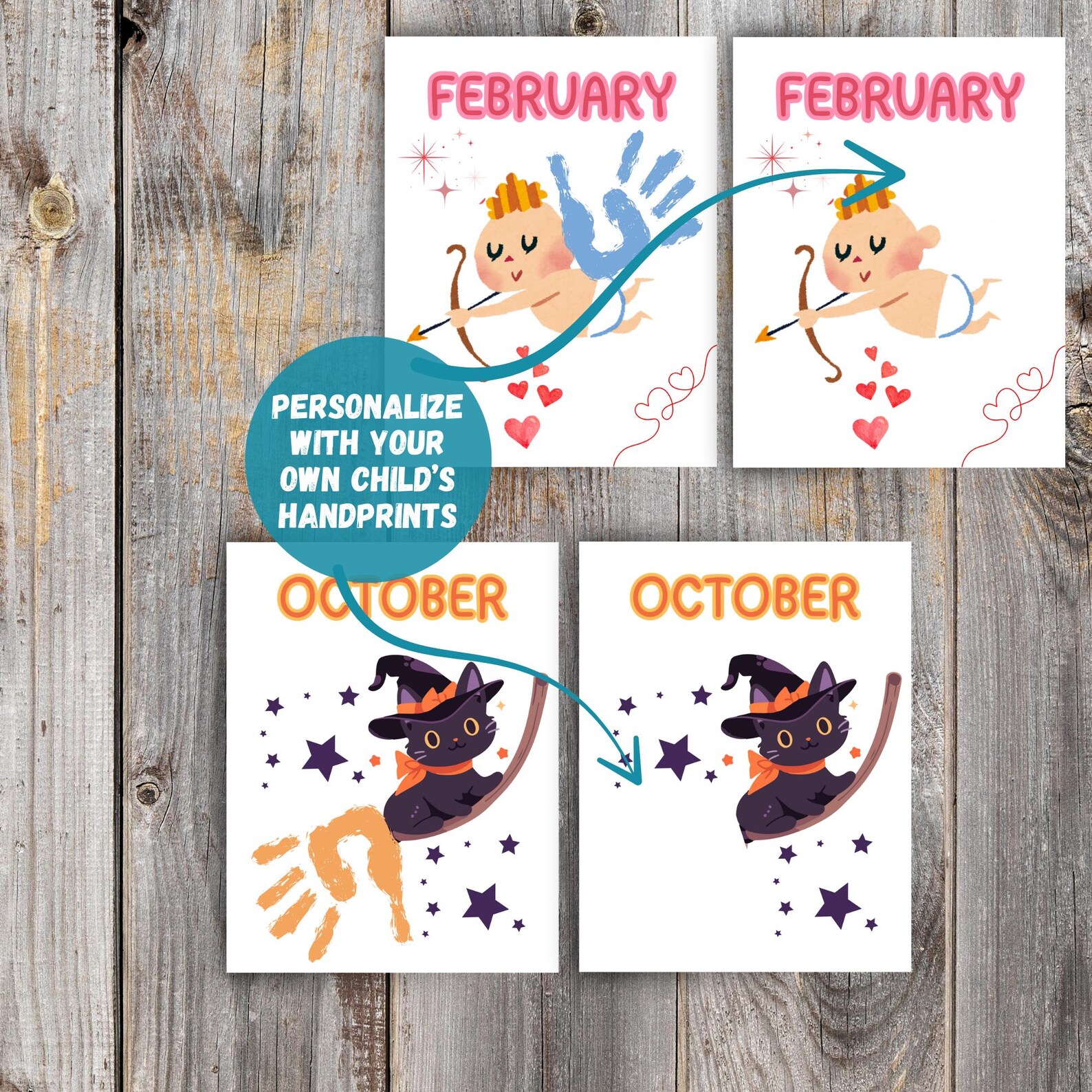 Handprint Memory Book, Preschool Handprint Project, Monthly Handprint ...