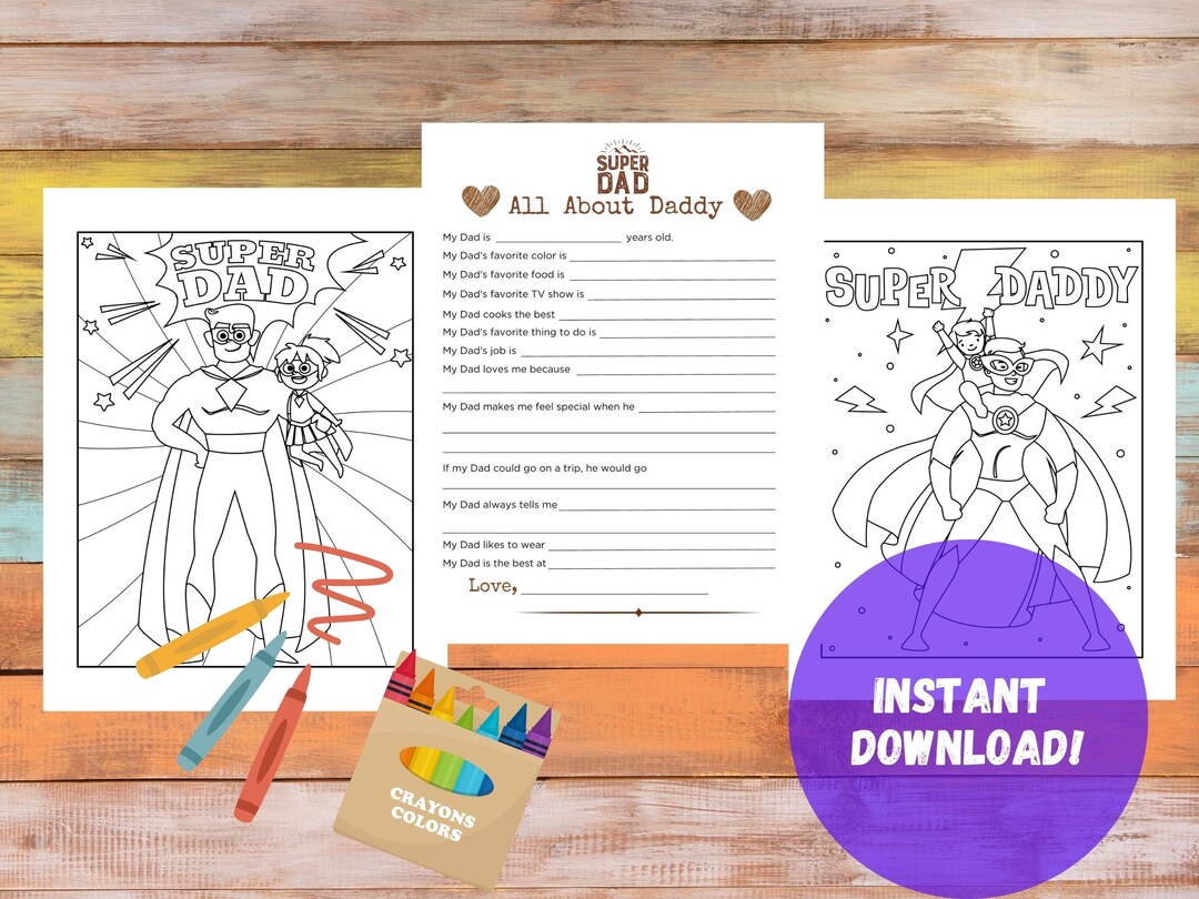 Father's Day Fill-in Sheet: Super Dad Coloring Pages (printable ...