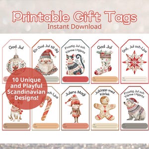 Christmas Gift Tags in 10 Different Scandinavian Designs, God Jul ...