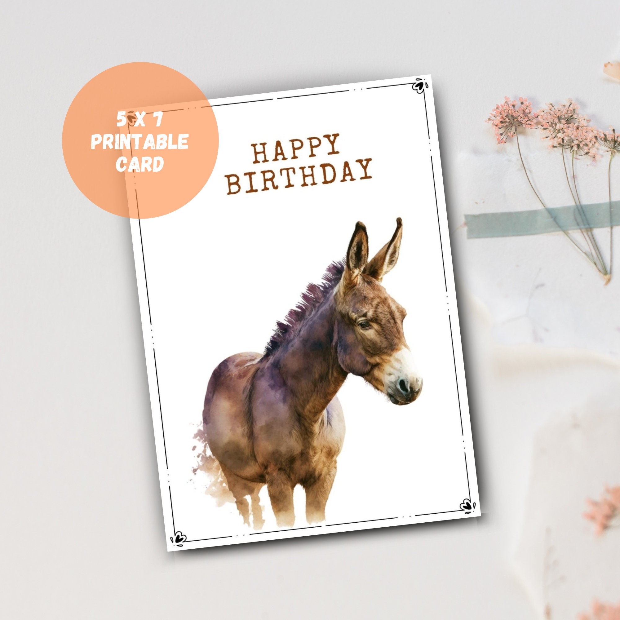 Fun Birthday Card for the Mule Lover Instant Download PDF or JPG - Etsy