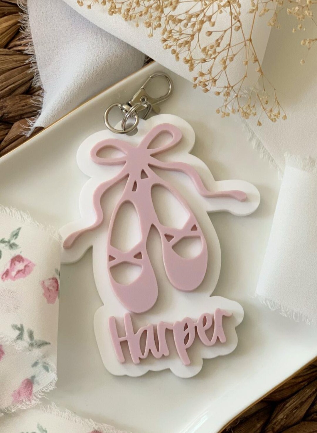 Ballerina Slippers Keychain, Ballet Dance Class Bag Tag - Etsy