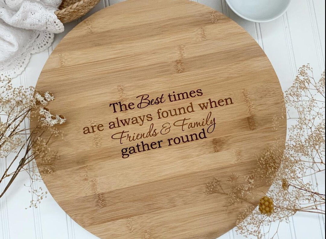Personalized Bamboo Chopping Block, Round Bamboo Cutting Board, House ...