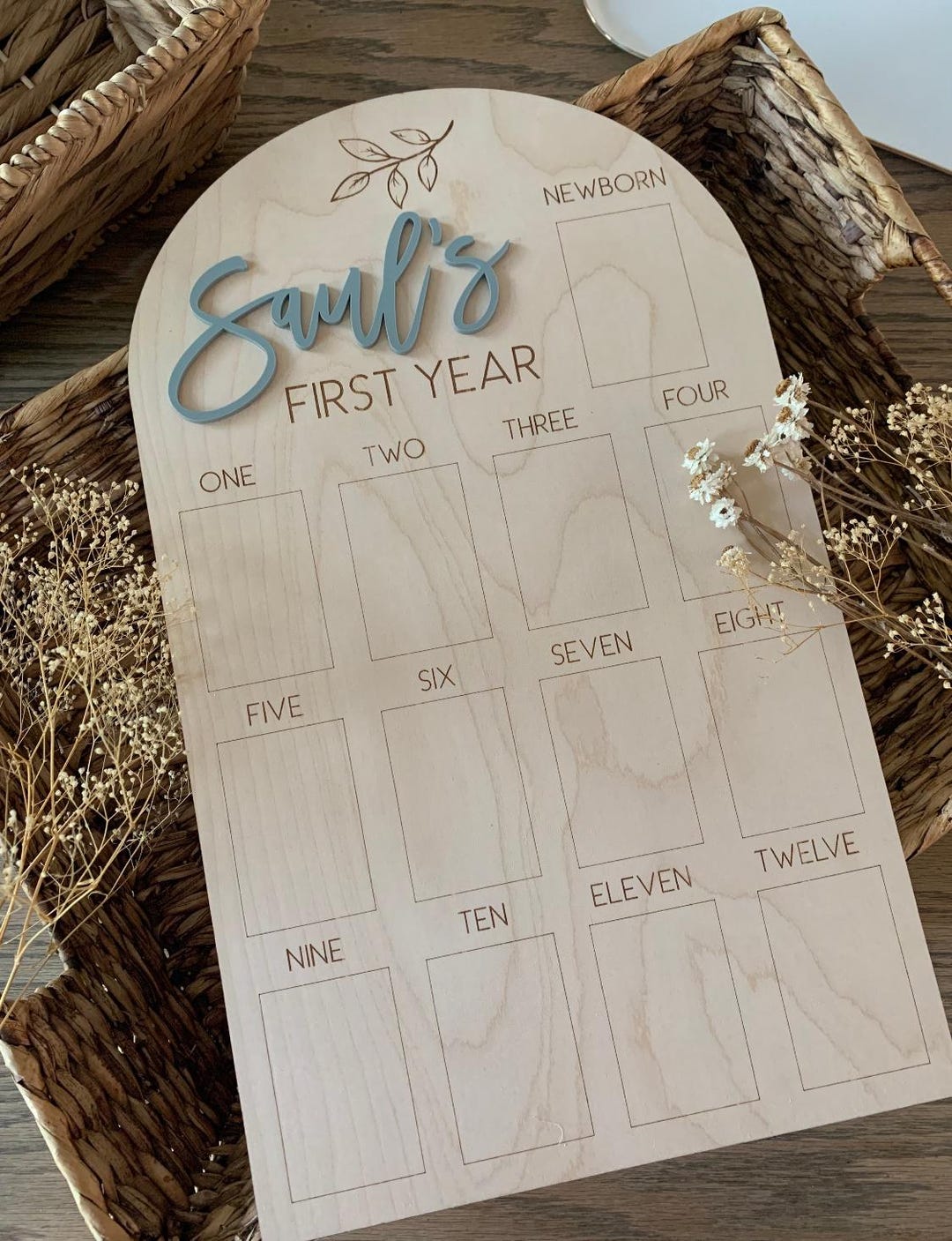 First Year Photo Board, First Birthday Picture Display, Personalized ...