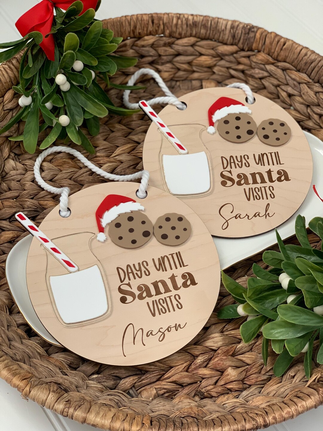 Santa Countdown Door Hangers, Dry Erase Christmas Countdown Sign, Days ...