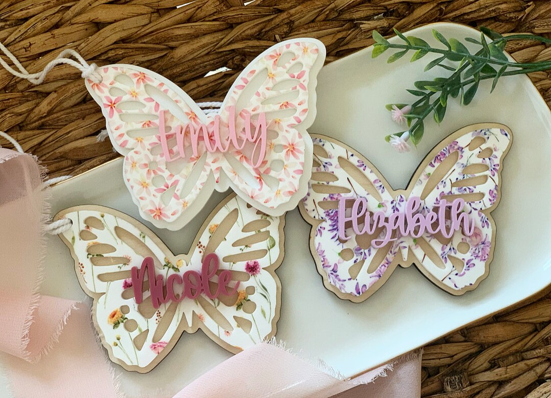 Butterfly Name Tags, Easter Basket Tags, Table Place Setting Card ...