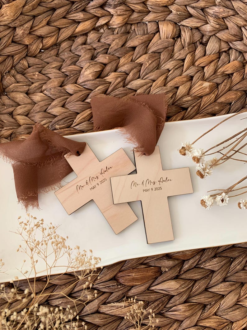 Personalized Wood Cross Favors, Wedding, Baptism, Christening, First ...
