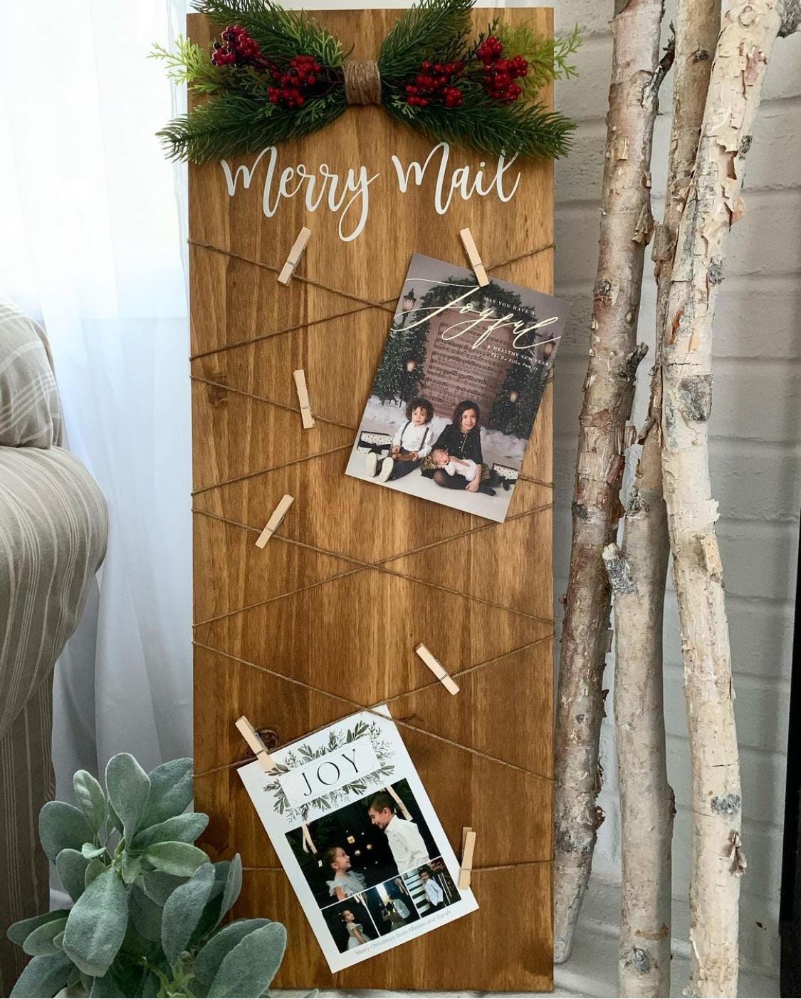 Merry Mail Sign, Christmas Card Display, Holiday Card Holder ...