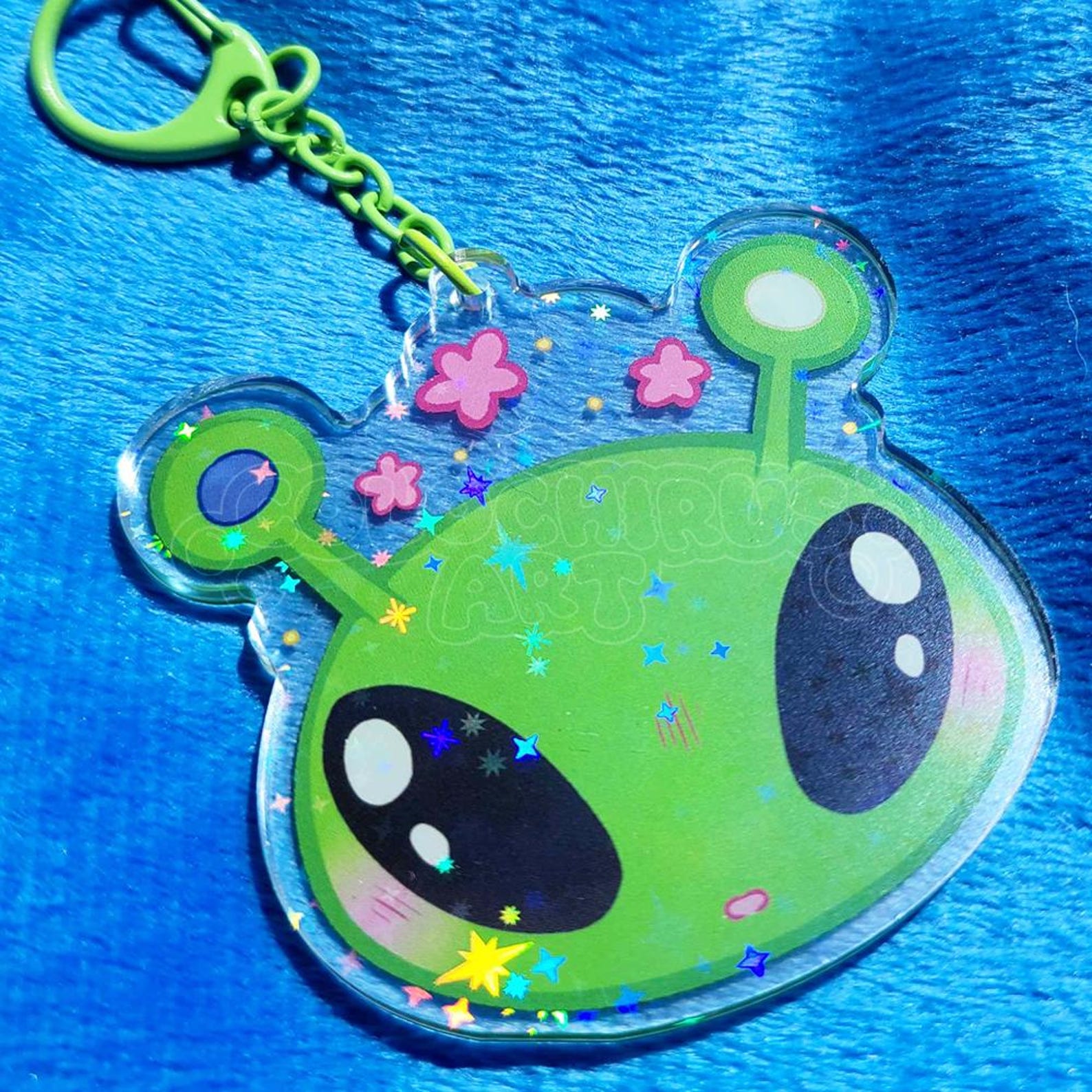 Aftonsparv Alien Sparkly Acrylic Keychain With D-clasp - Etsy Canada