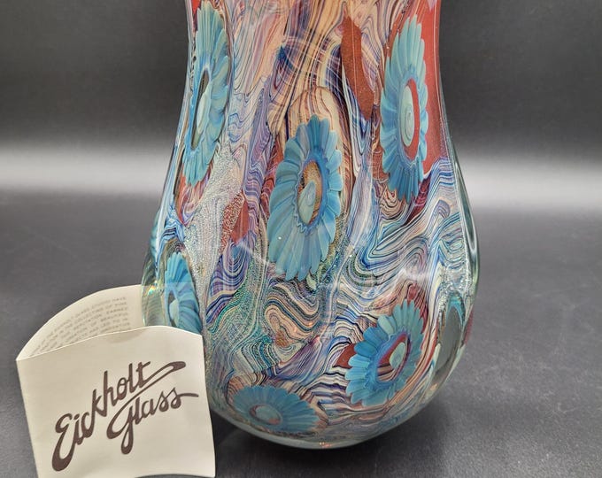 EICKHOLT Large 1995 Signed Art Glass Paperweight Studio Dichroic Cased ...