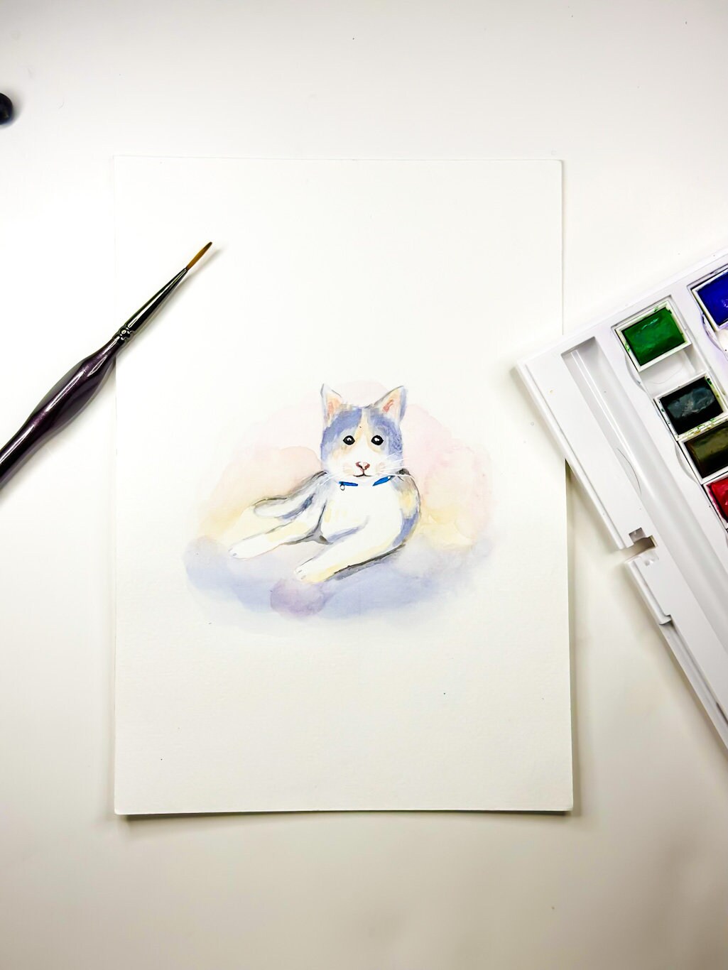 Custom Pet Portrait Mini Aesthetic Watercolor Painting Hand Painted ...
