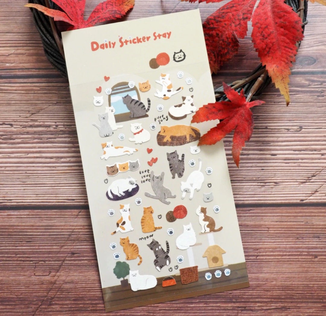 Korea Imported Sticker, Kitten Sticker Sheet, Cute Kitten Cat Sticker ...