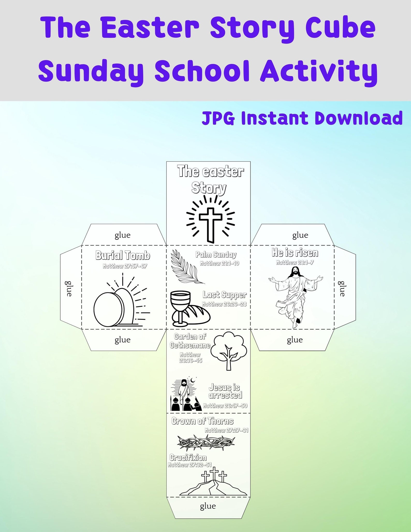 The Easter Story Cube Kids Craft Bible Craft Christian Sunday School ...