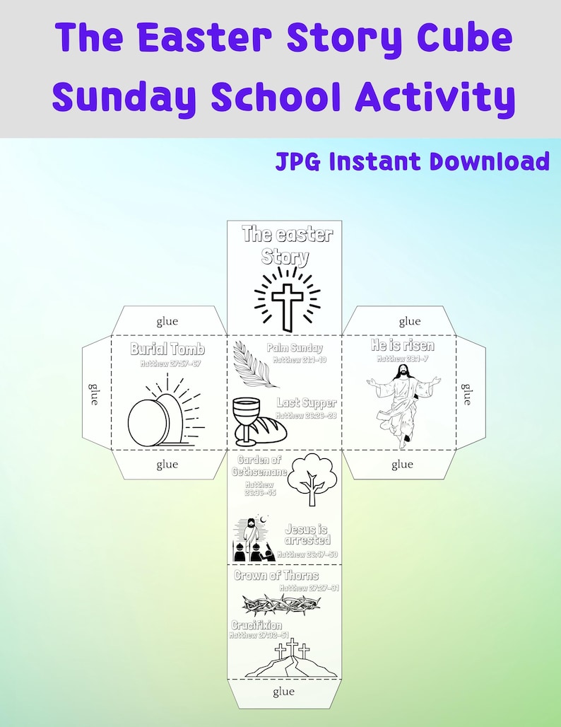 Easter Story Cube: Bible Craft, Sunday School Activity (JPG Download ...