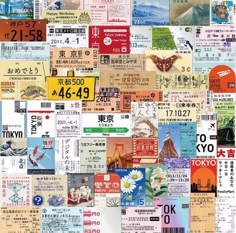 Japanese Sign Logo Sticker Pack Travel, Osaka, Tokyo Ticket, Laptop ...