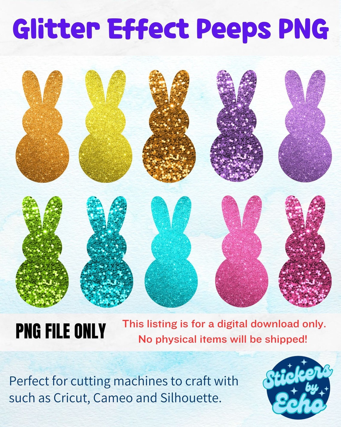 Glitter Effect Peeps PNG Digital File Download Easter Peeps - Etsy