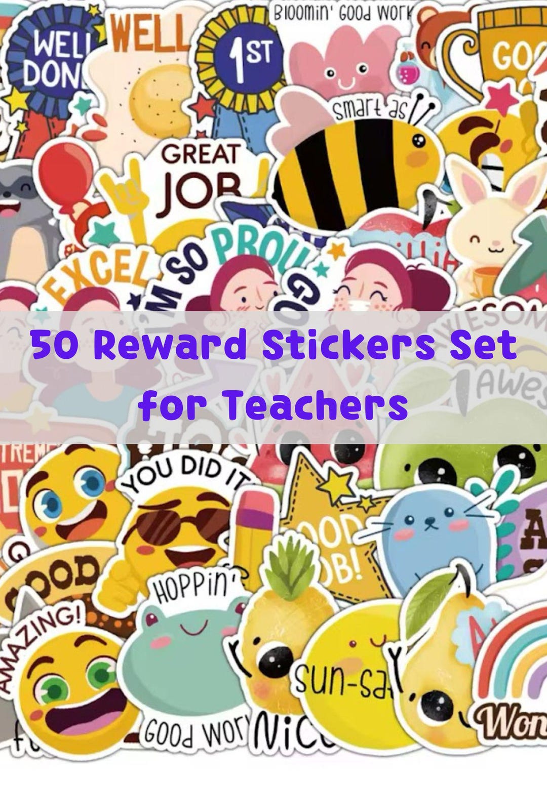 50 Reward Stickers for Teachers Pack, Good Job Stickers, Motivational ...