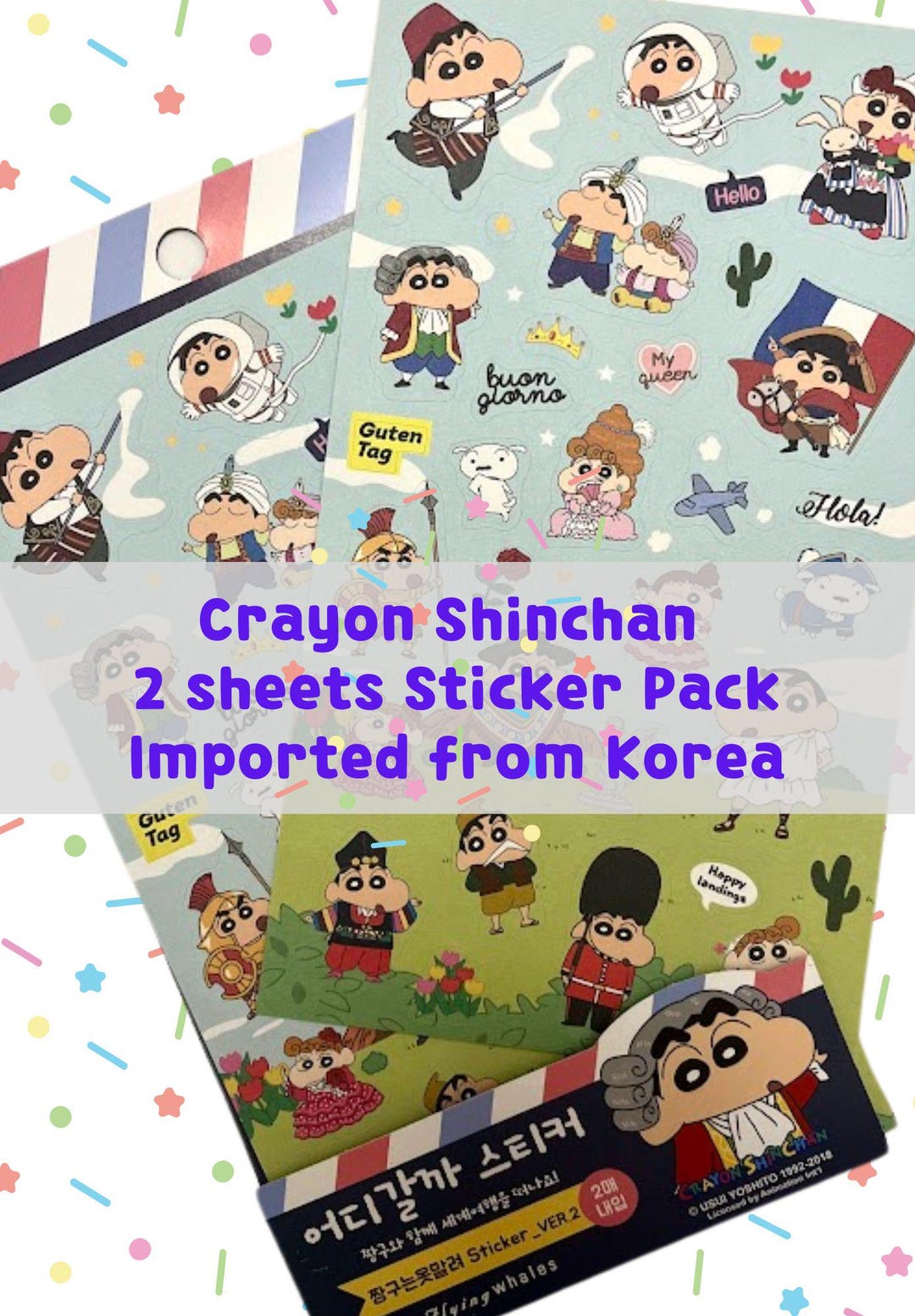 Crayon Shin-chan Stickers: Korean Anime Diary Decoration (2 Sheets) - Etsy