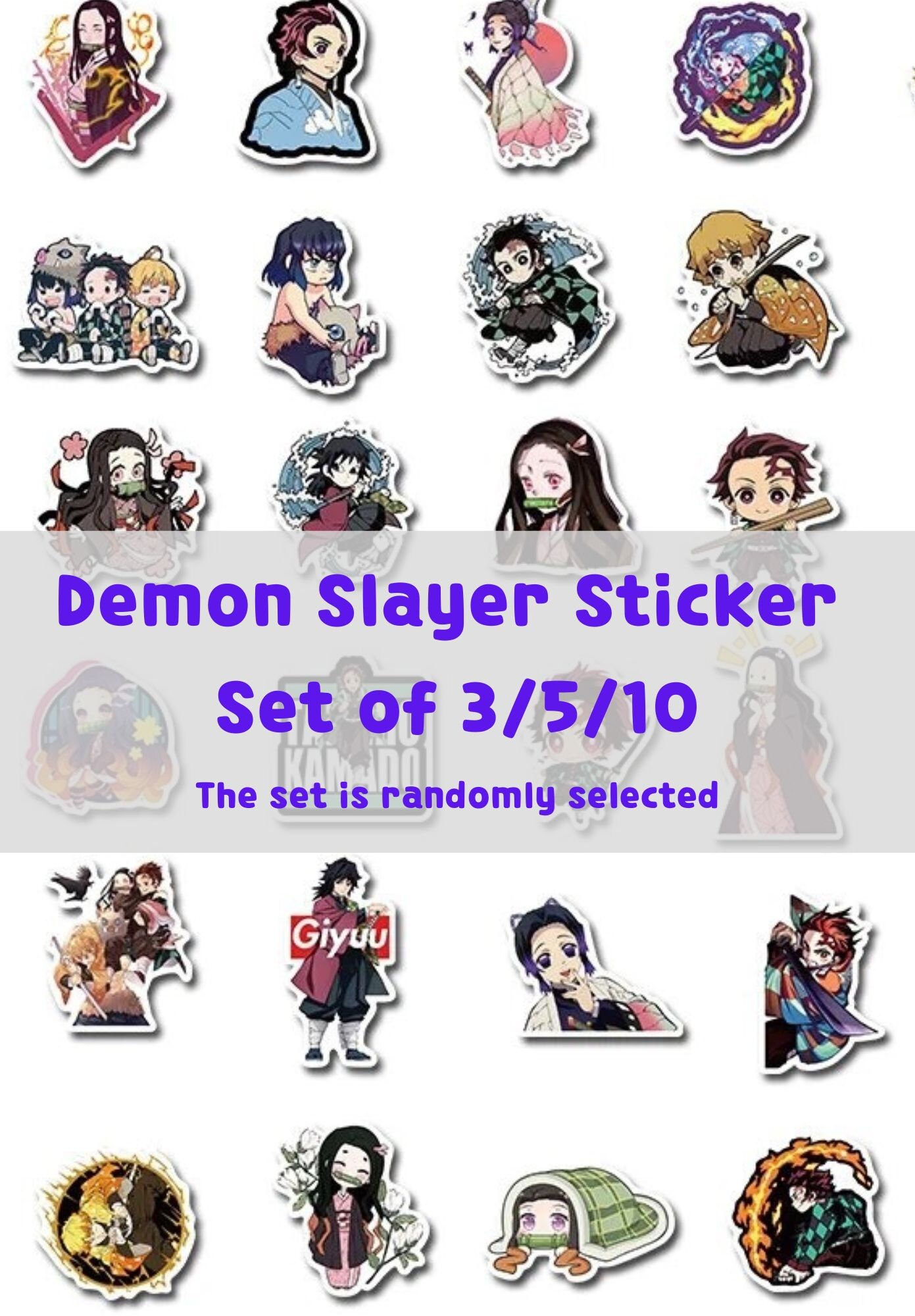 Demon Slayer Sticker Pack , Kimetsu No Yaiba, Random Die Cut Sticker ...