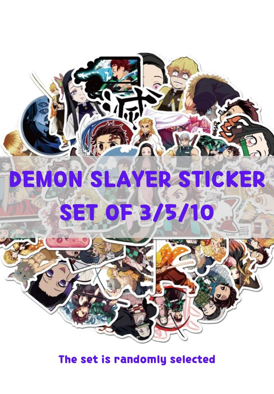 Demon Slayer Sticker Pack , Kimetsu No Yaiba, Random Die Cut Sticker ...