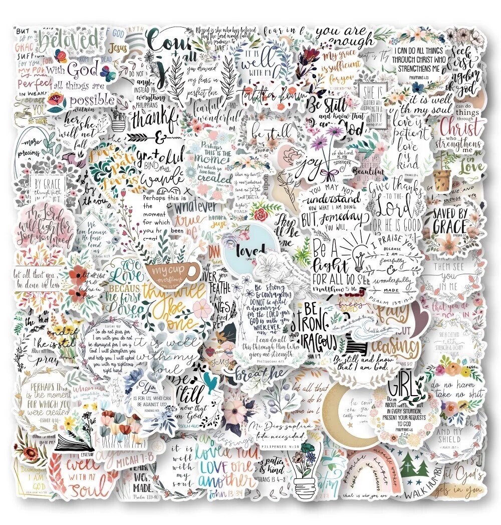 Bible Verse Stickers, Vintage Bible Sticker Pack, Gods Word, Jesus ...