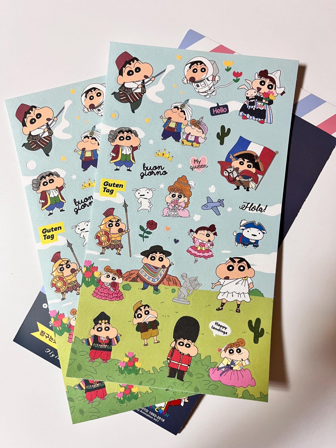 Korea Imported Sticker 2 Sheets, High Quality, Crayon Shinchan Sticker ...