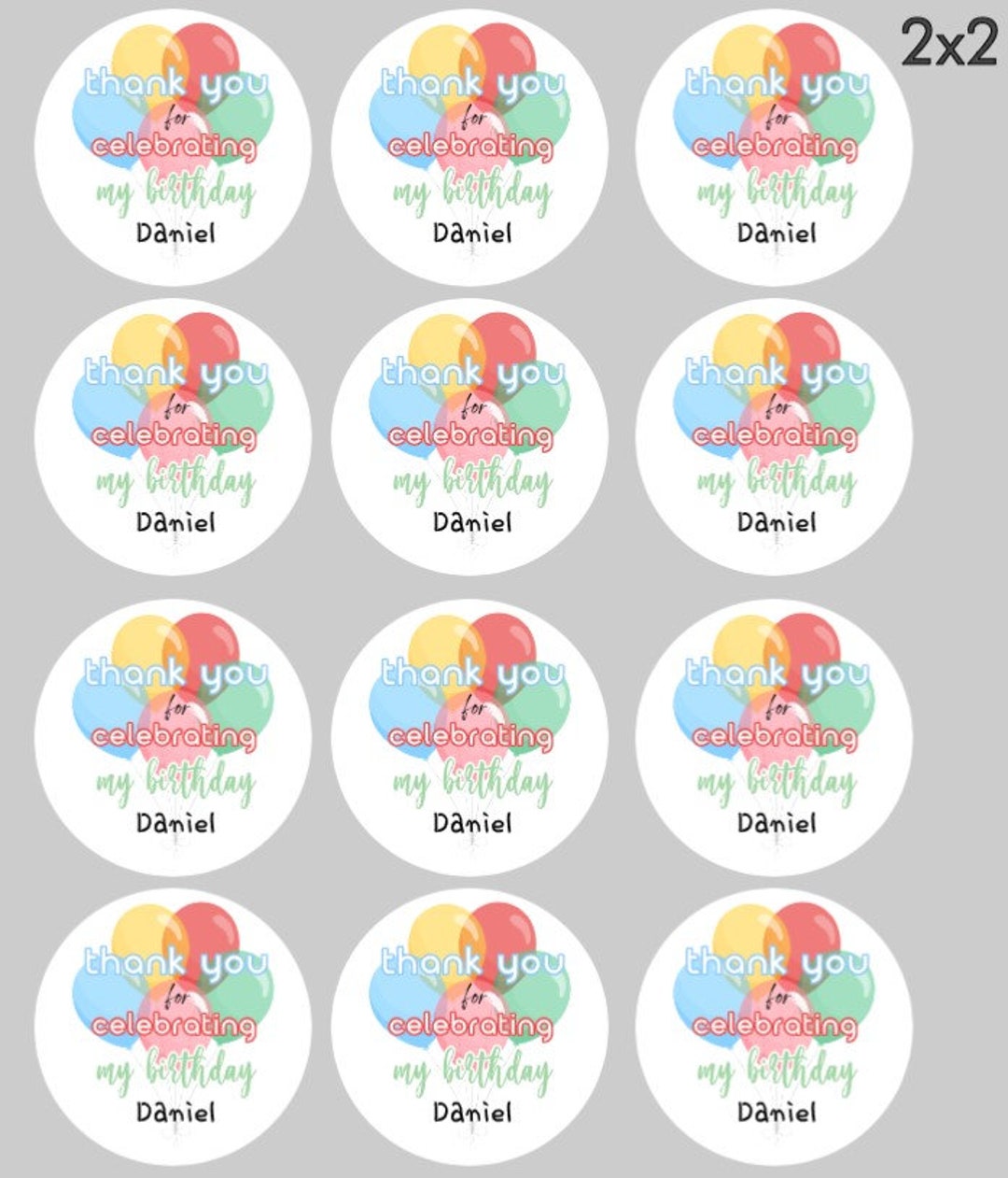 Personalized Birthday Thank You Sticker, Kids Birthday Sticker, Custom ...