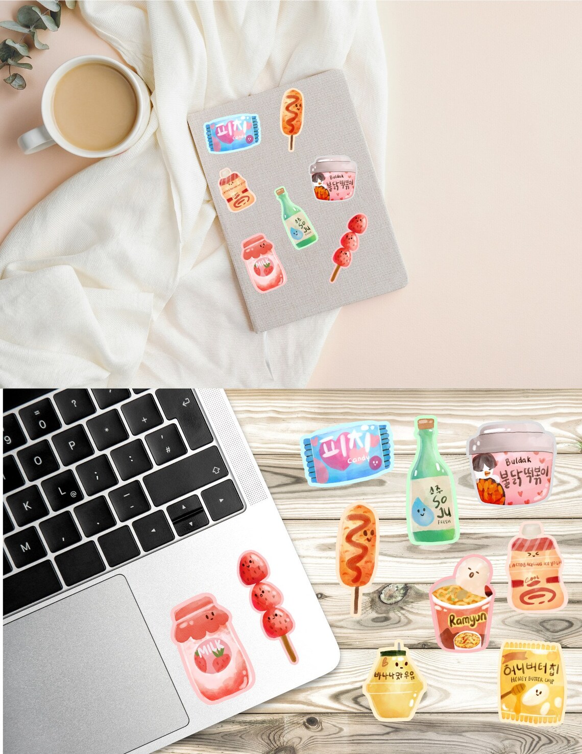 10 Korean Snack Sticker Set, Holographic Stickers, Kawaii Stickers ...