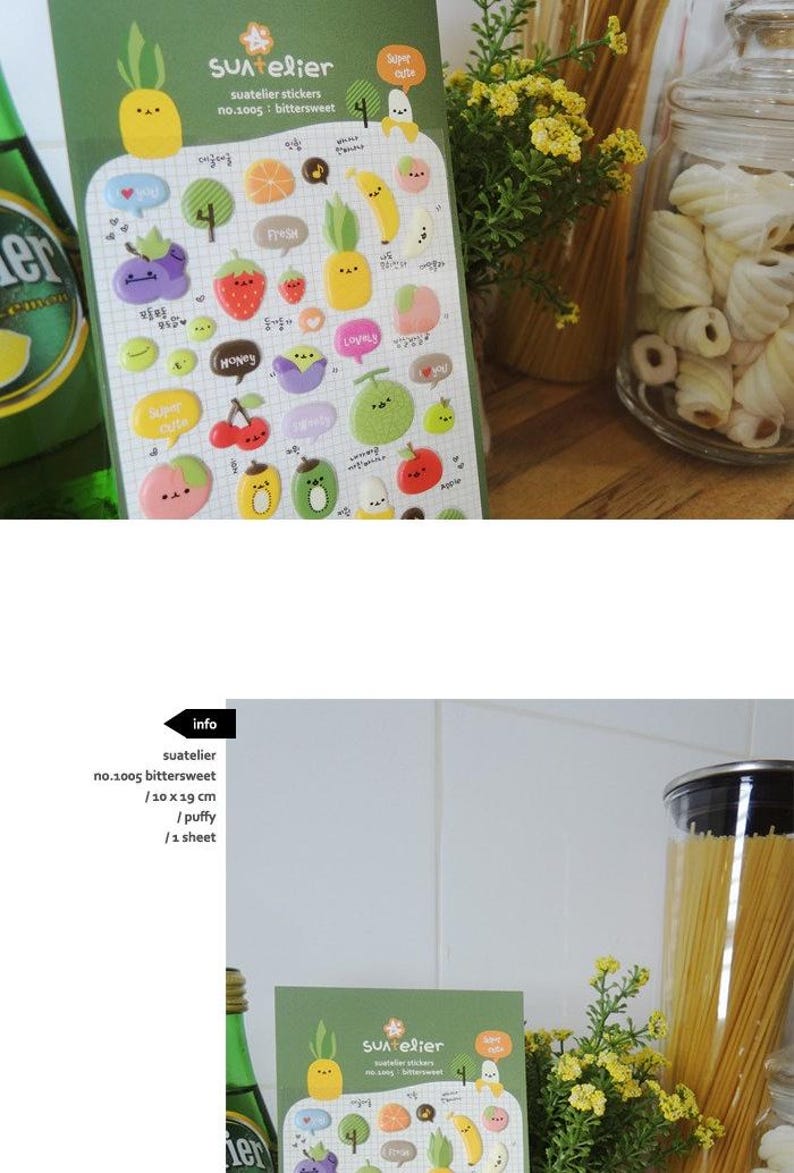 Korea Imported Korean Word Cute Fruit and Vegetable Stickers 1 Sheet ...