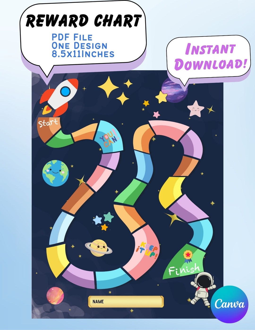 Reward Chart Digital File Toddler Reward Chart Spaceship Reward Chore ...