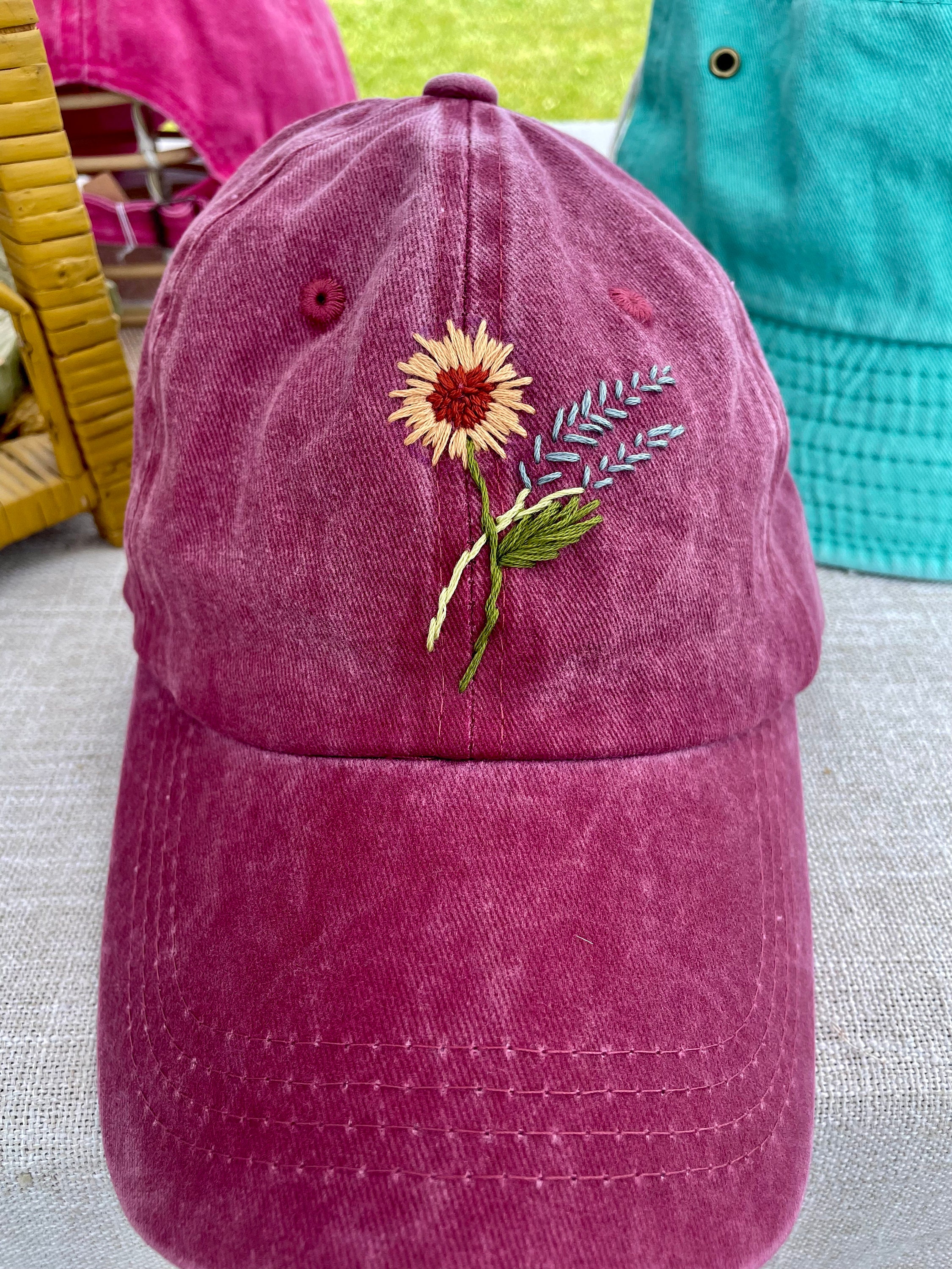 Hand Embroidered Flower Bouquet Hat | Hand Embroidered Hat | Hand ...