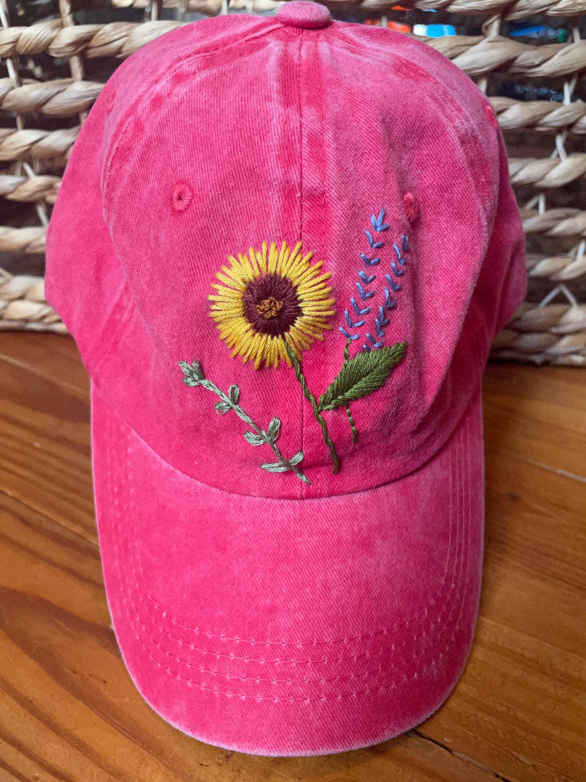 Hand Embroidered Flower Bouquet Hat | Hand Embroidered Hat | Hand ...