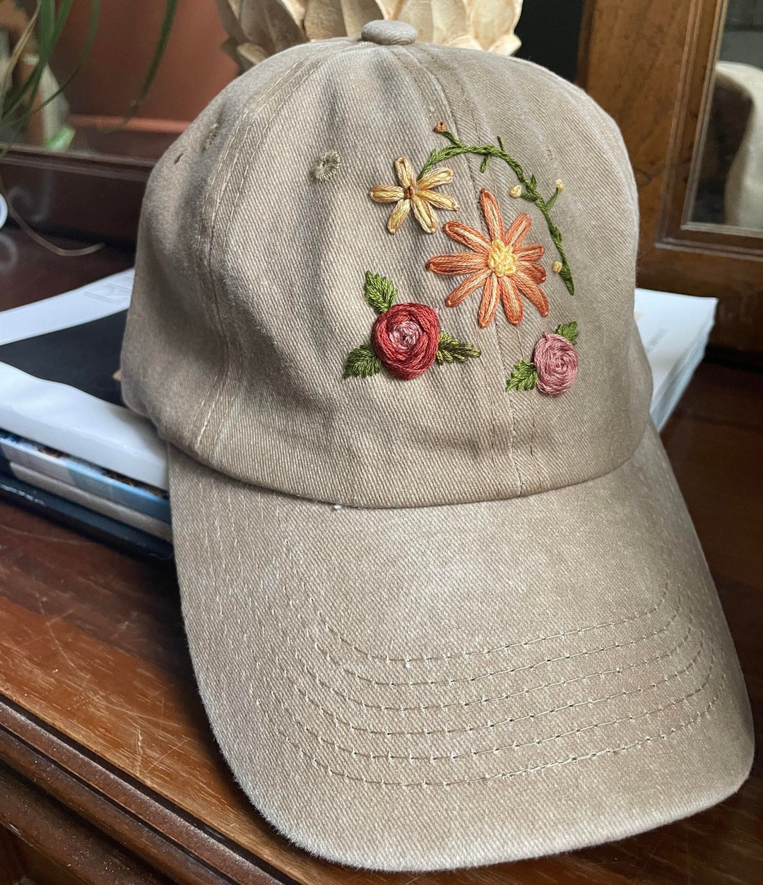Hand Embroidered Floral Hat | Floral Embroidery | Flower Hat ...