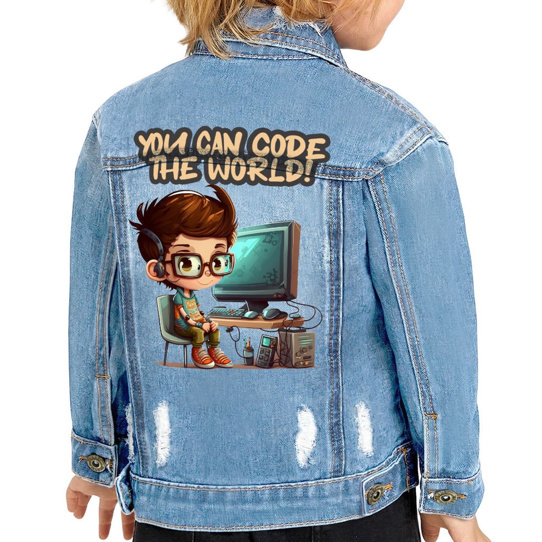 Programmer Toddler Denim Jacket Cute Kawaii Jean Jacket Printed Denim ...