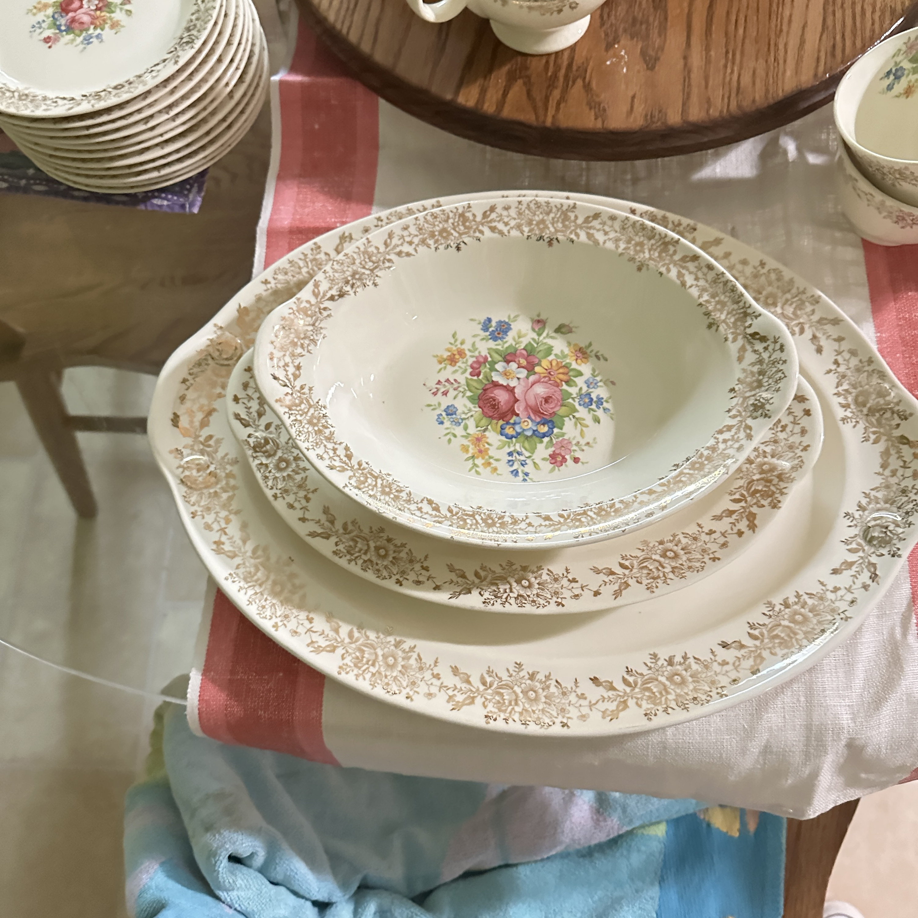 Taylor Smith Taylor 1950's Gold Rim Floral China Dinnerware, Dinner ...