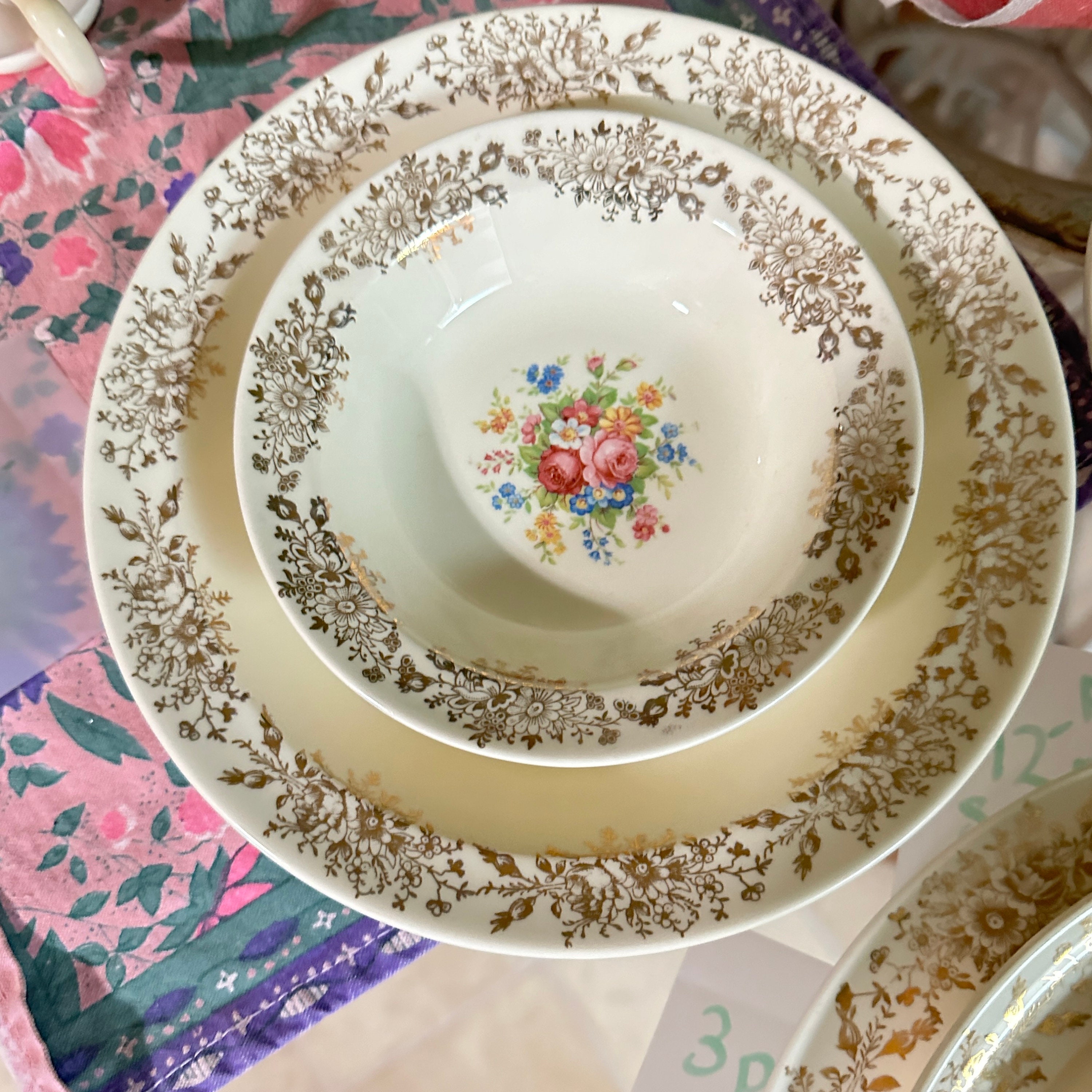 Taylor Smith Taylor 1950's Gold Rim Floral China Dinnerware, Dinner ...