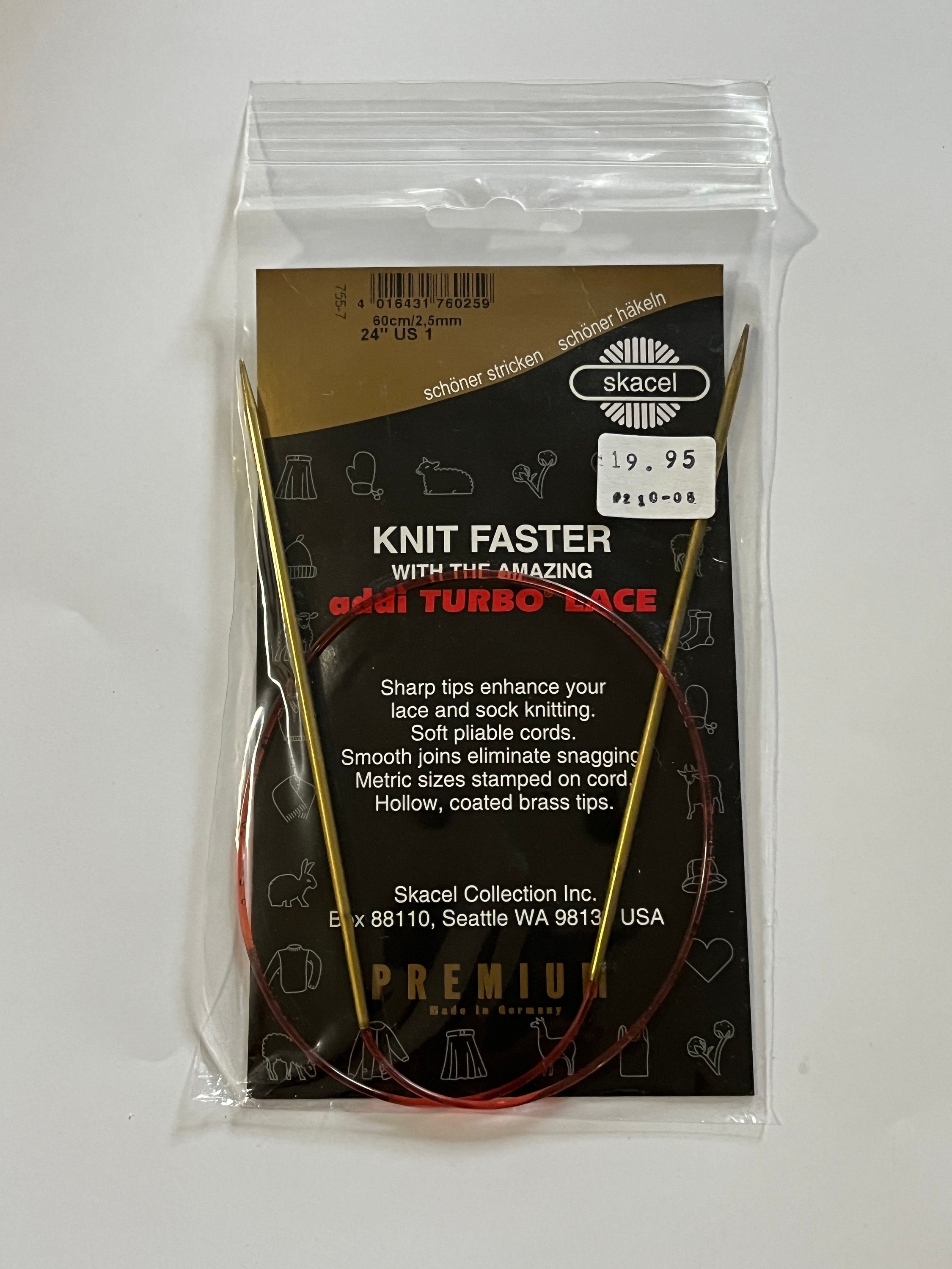 Skacel Addi TURBO LACE Circular Knitting Needs Size US 1 2.5mm, 24 Red ...