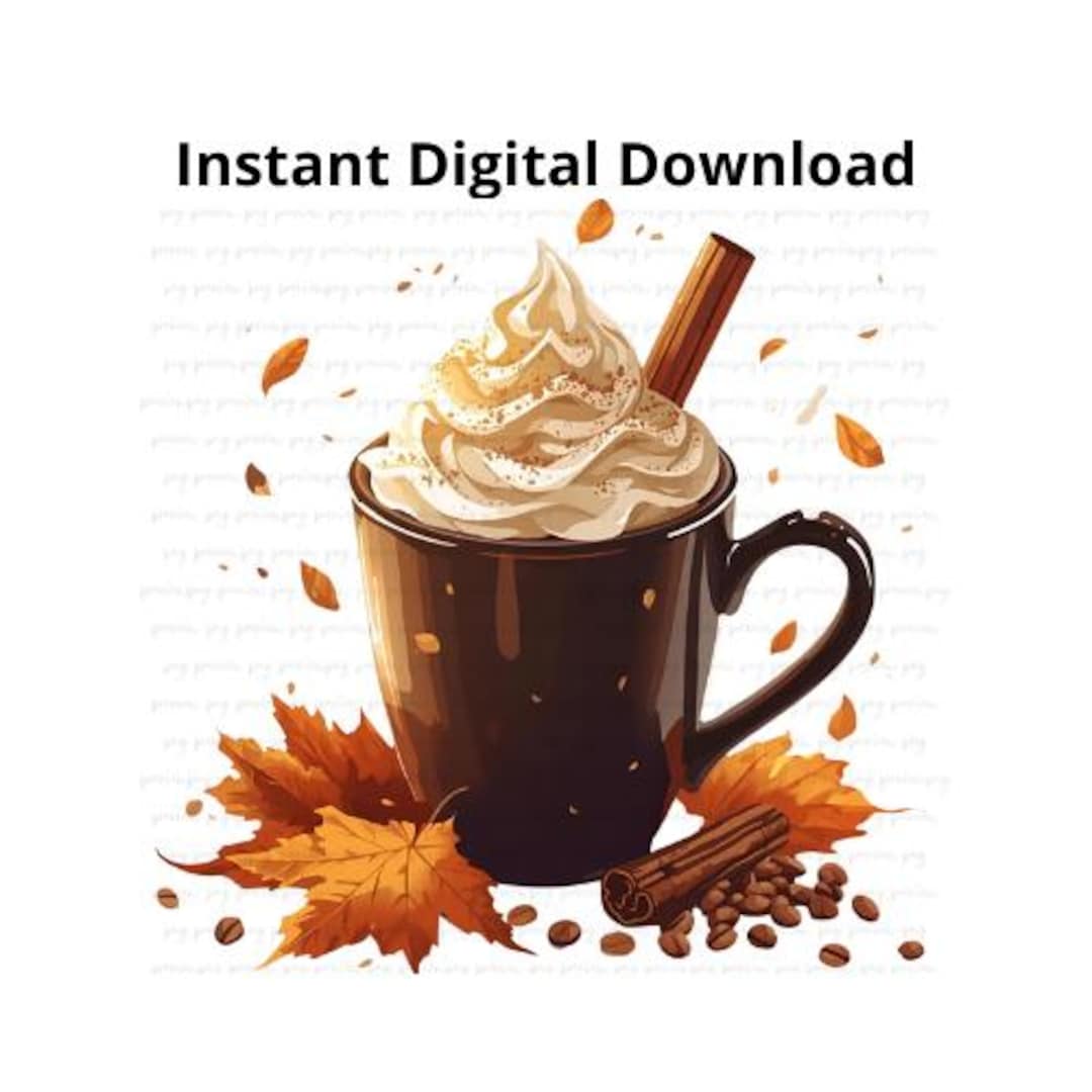 Fall Coffee Cup PNG, Autumn Clipart, Thanksgiving Design (digital ...